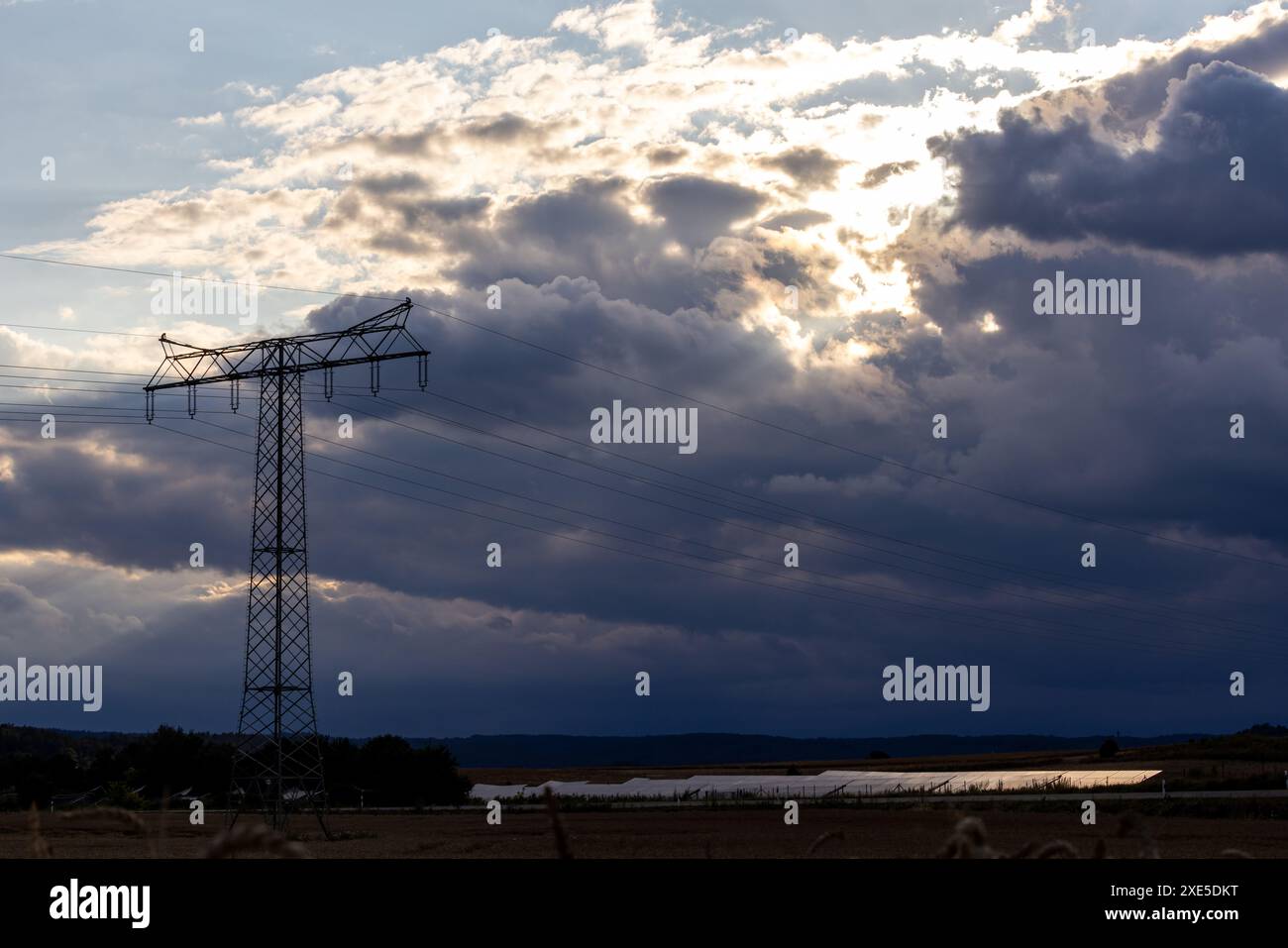 Overhead high-voltage line Stock Photo - Alamy