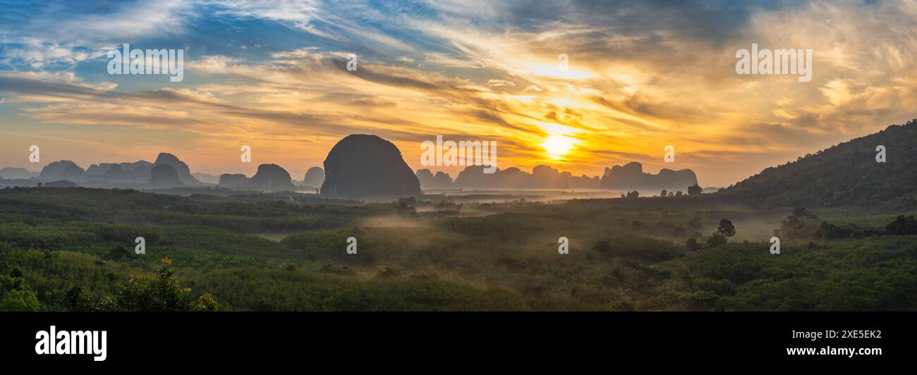 Mountain sunrise view at Din Deang Doi viewpoint with tropical forest ...
