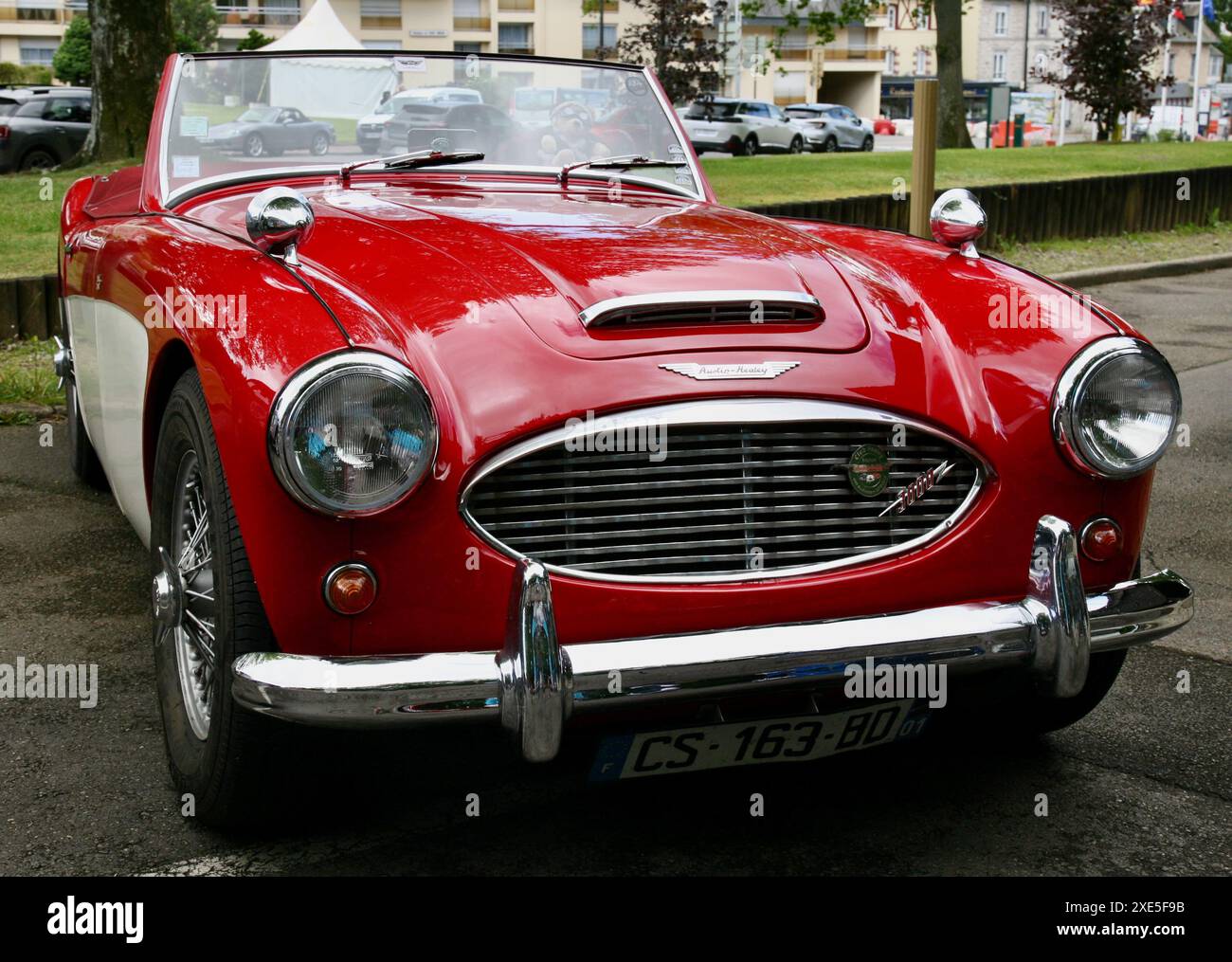 A close up view of a classic Austin-Healey motor car, Normandie, France ...