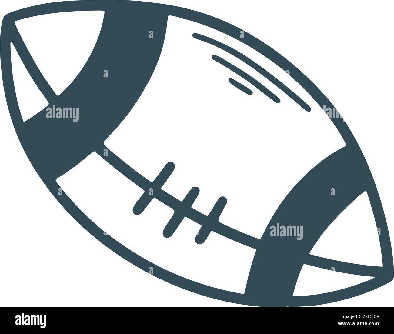American football ball doodle sketch style. Hand drawn oval leather ...