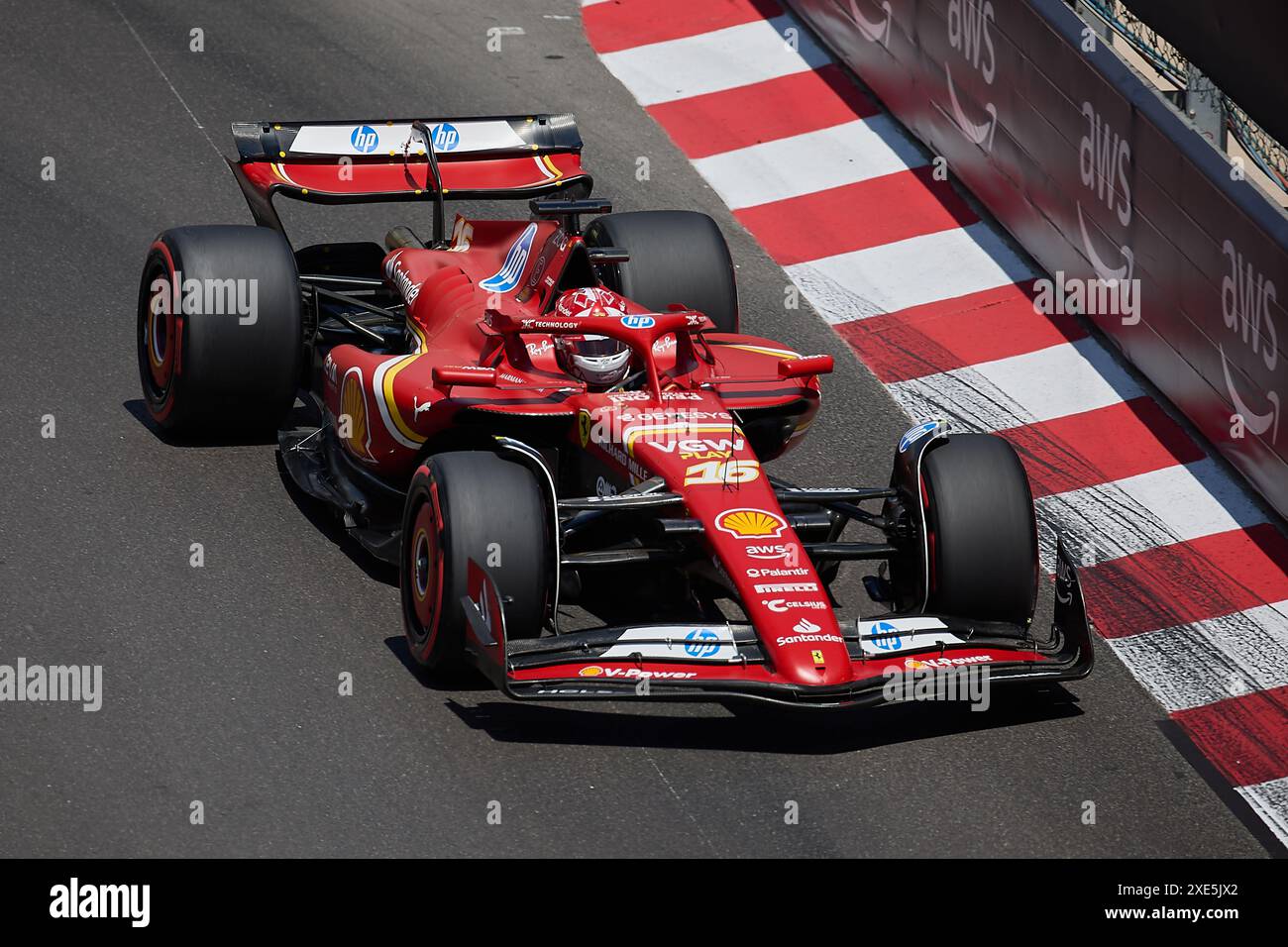 Monte-Carlo, Monaco. 25 May, 2024. Charles Leclerc of Monaco and Scuderia Ferrari drives on ...