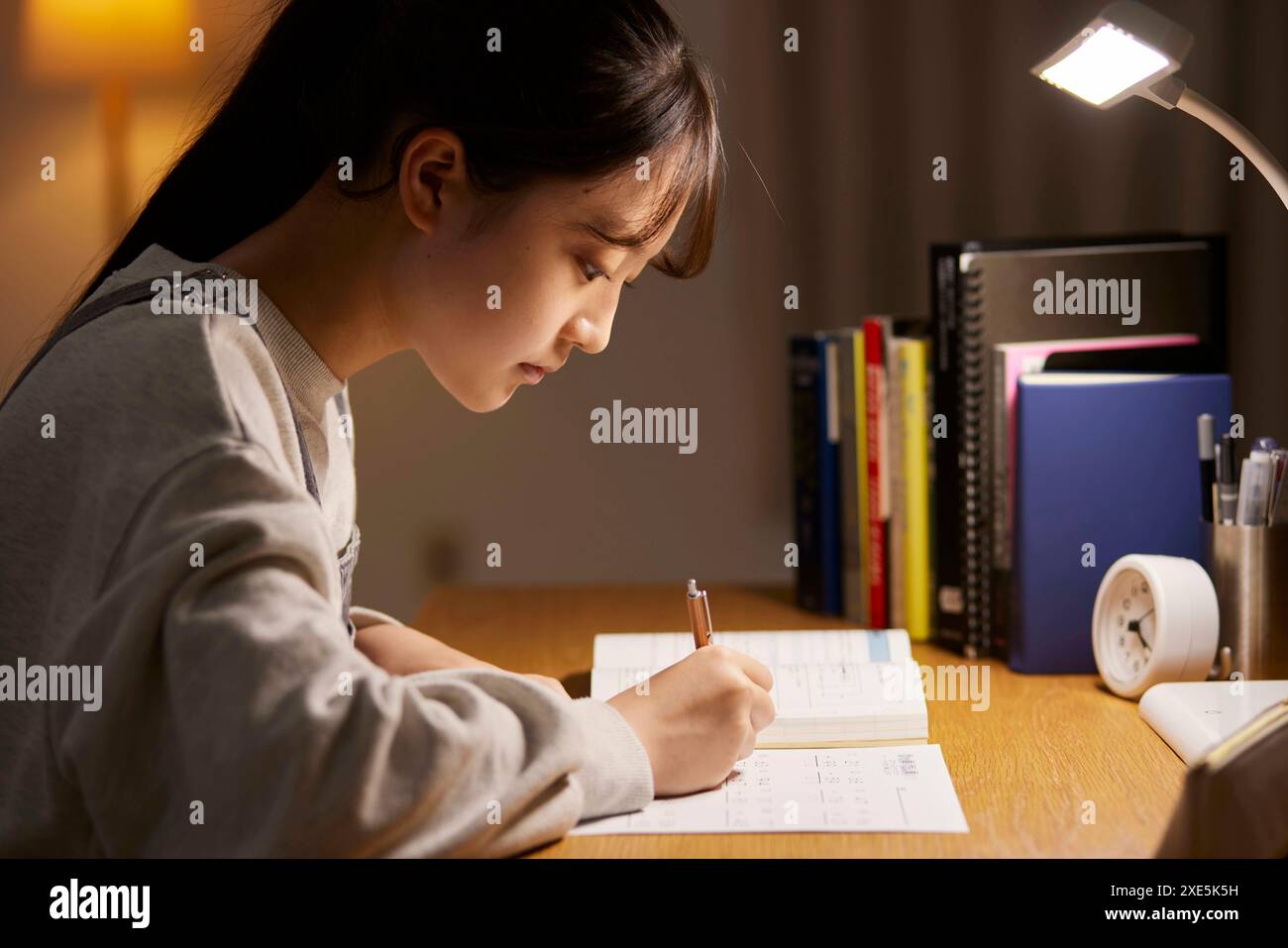 High school girl studying for an exam in her room Stock Photo - Alamy