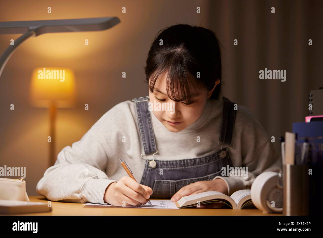 High school girl studying for an exam in her room Stock Photo - Alamy