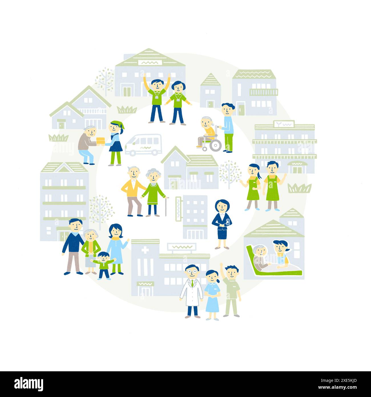 Caregiving team care connecting in the community Stock Photo - Alamy