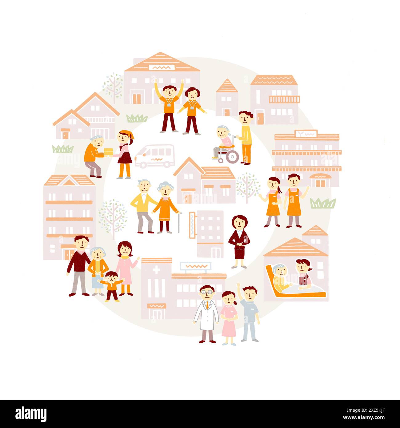 Caregiving team care connecting in the community Stock Photo - Alamy