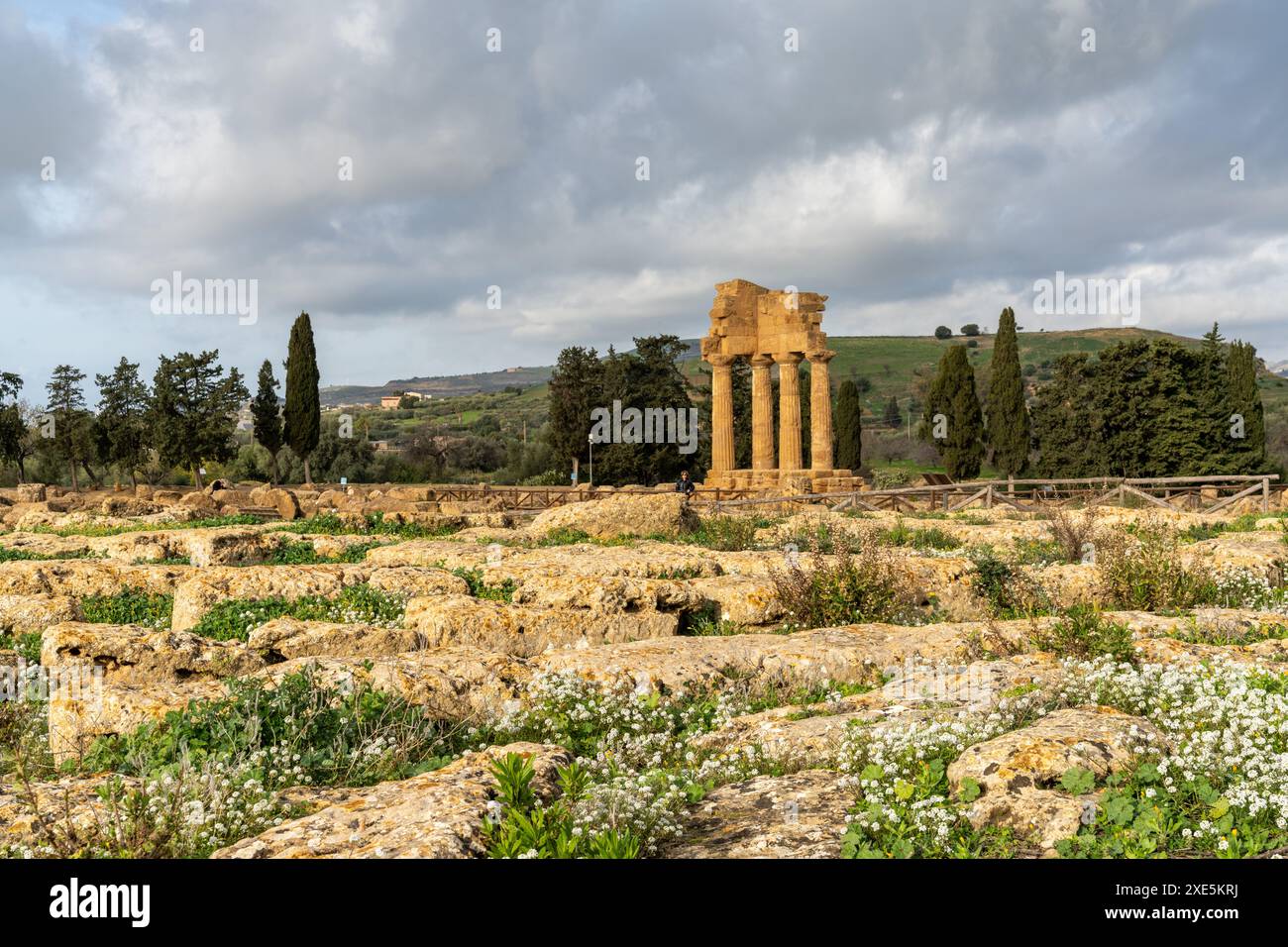 View of the Temple of the Dioskouroi and the Sanctuary of the Chthonic ...