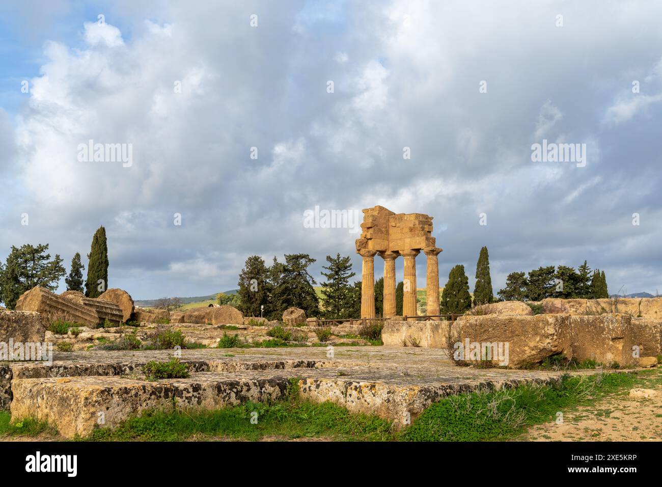 View of the Temple of the Dioskouroi and the Sanctuary of the Chthonic ...
