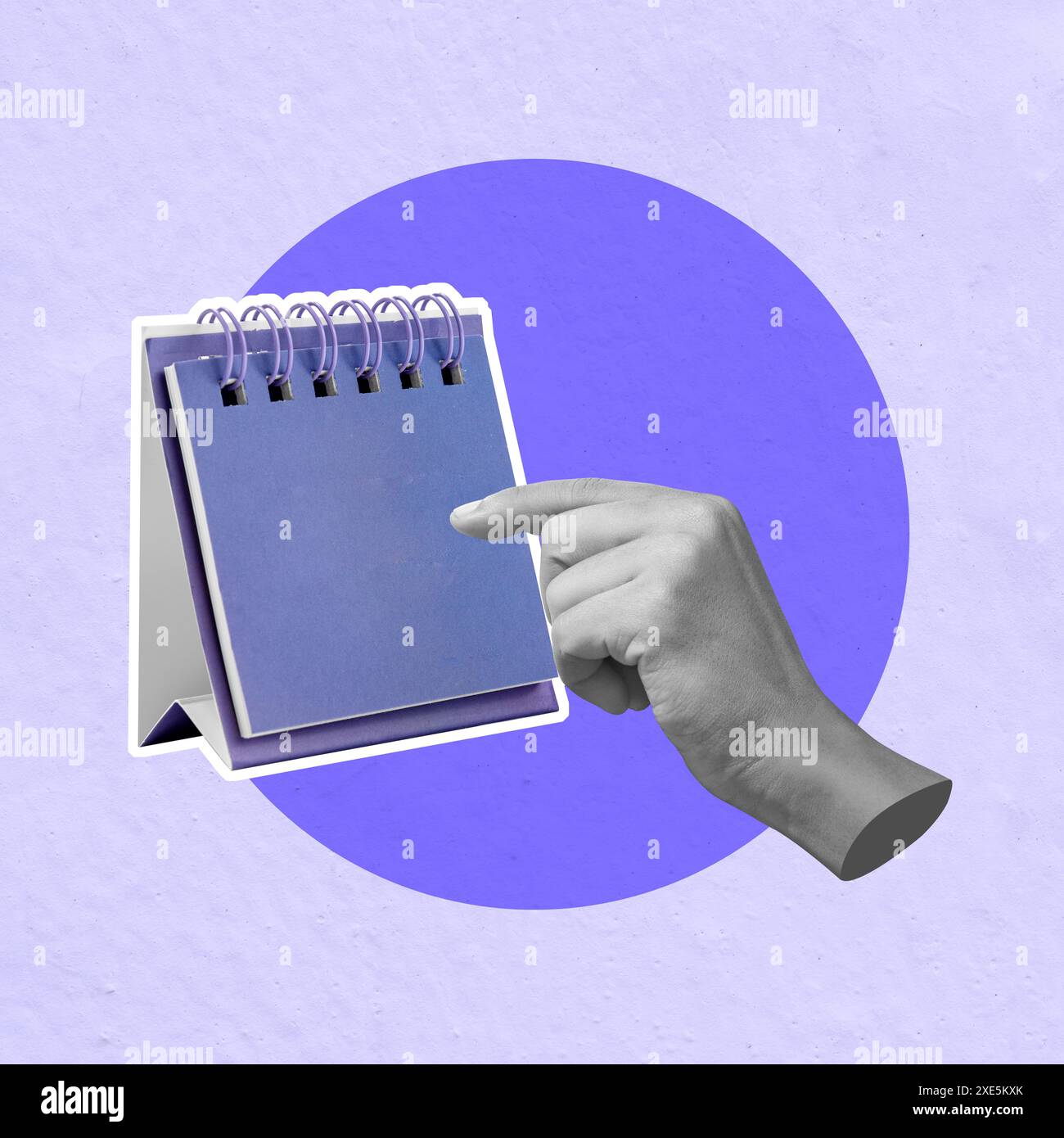 Hand pointing at a blank calendar, suggesting planning, scheduling, or ...