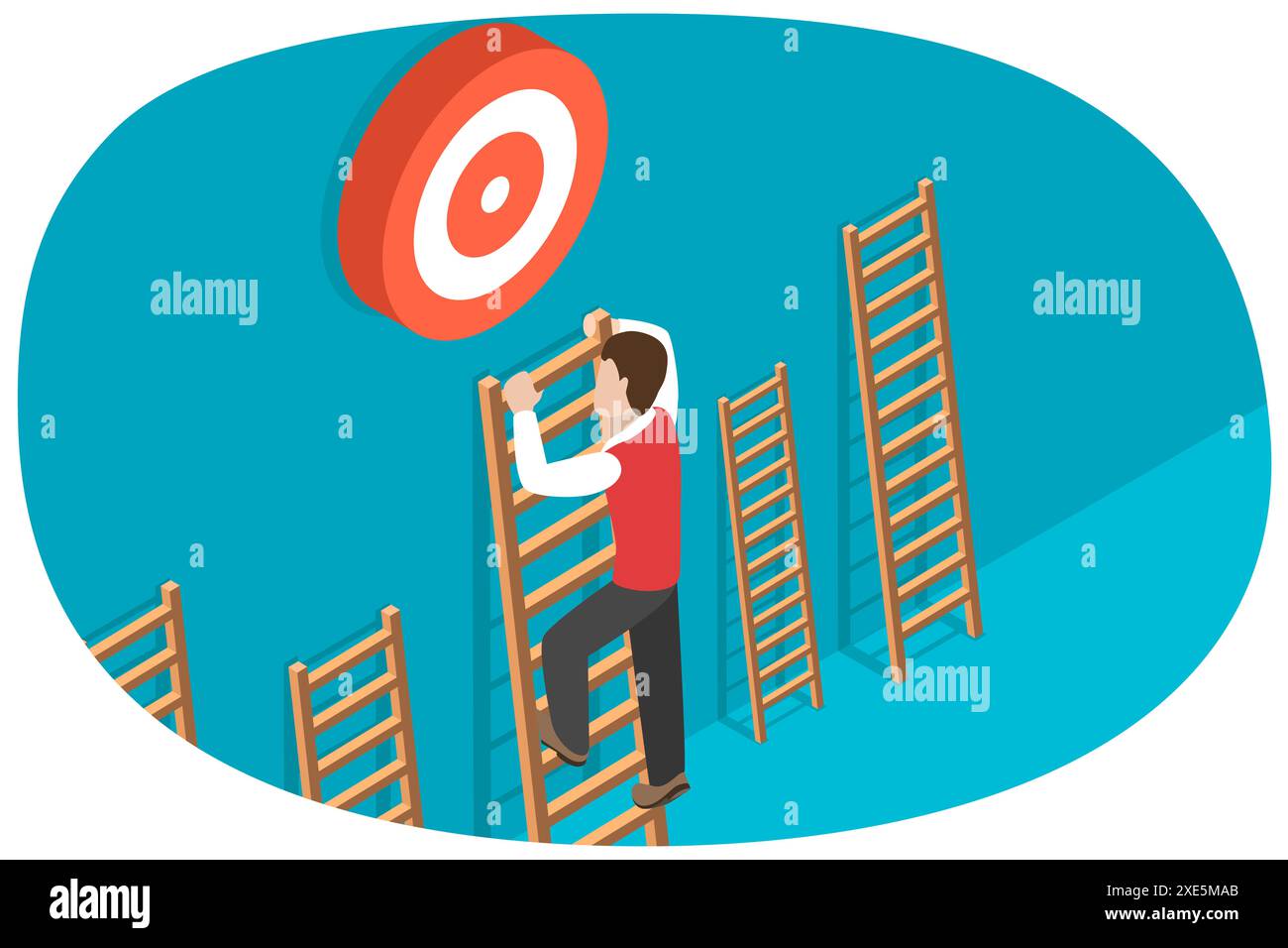 3D Isometric Flat Conceptual Illustration of Goals Achieving, Business ...