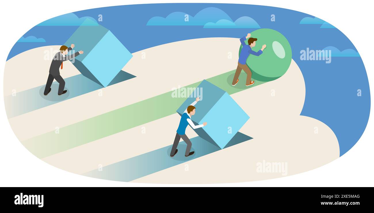3D Isometric Flat Conceptual Illustration of High Efficiency Strategy ...