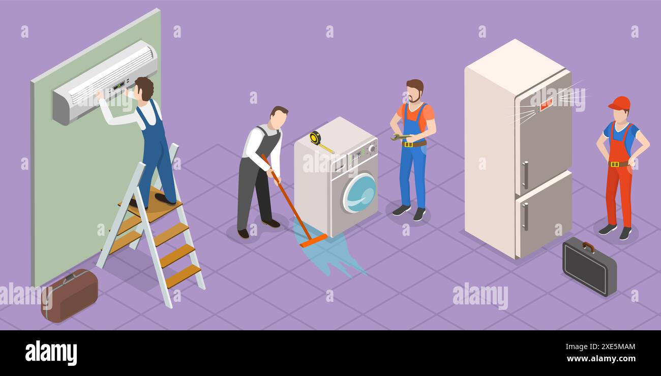 3D Isometric Flat Conceptual Illustration of Professional Home Repair ...