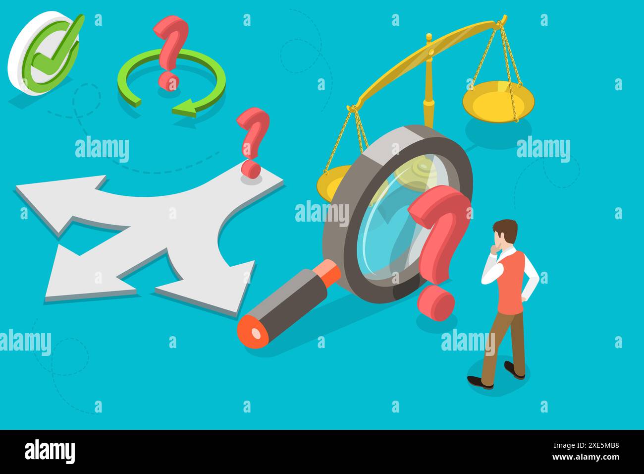 3D Isometric Flat Conceptual Illustration of Decision Making, Choosing the Right Solution 3D ...