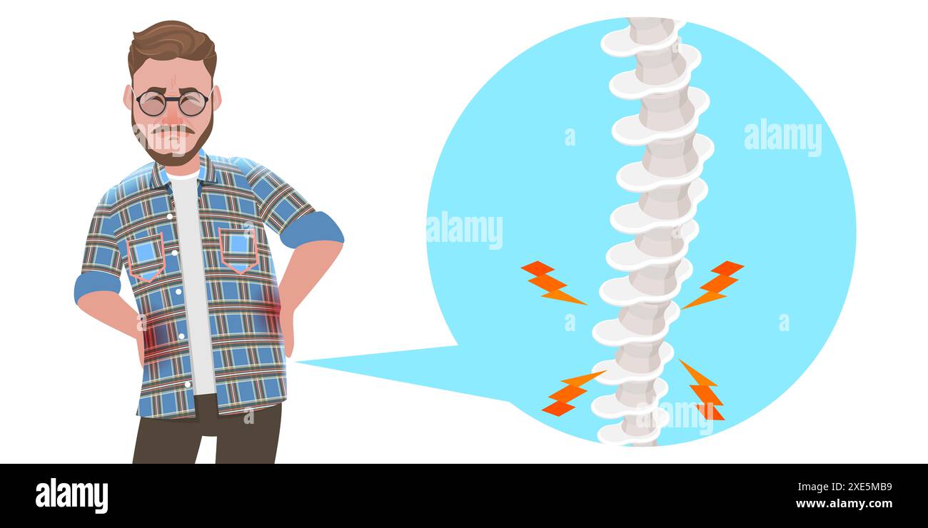 3D Isometric Flat Conceptual Illustration of Man with Back Pain ...