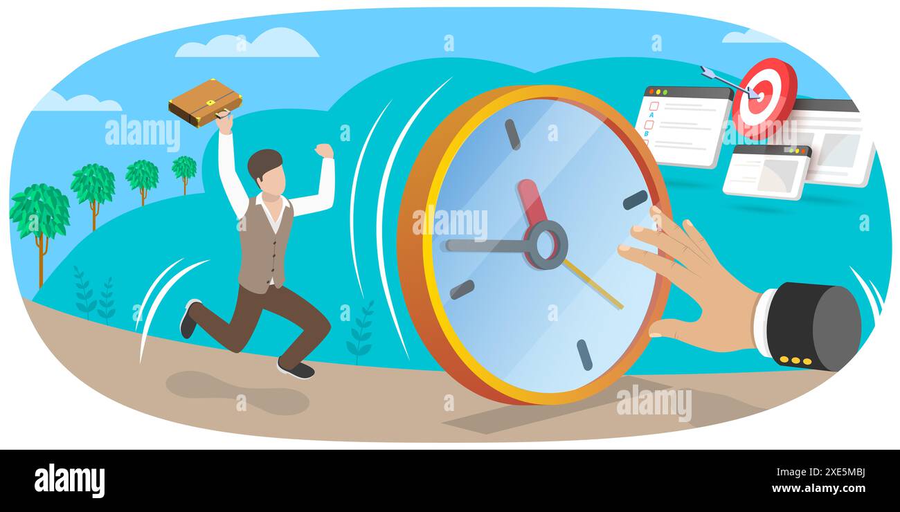 3D Isometric Flat Conceptual Illustration of Punctuality, Time ...