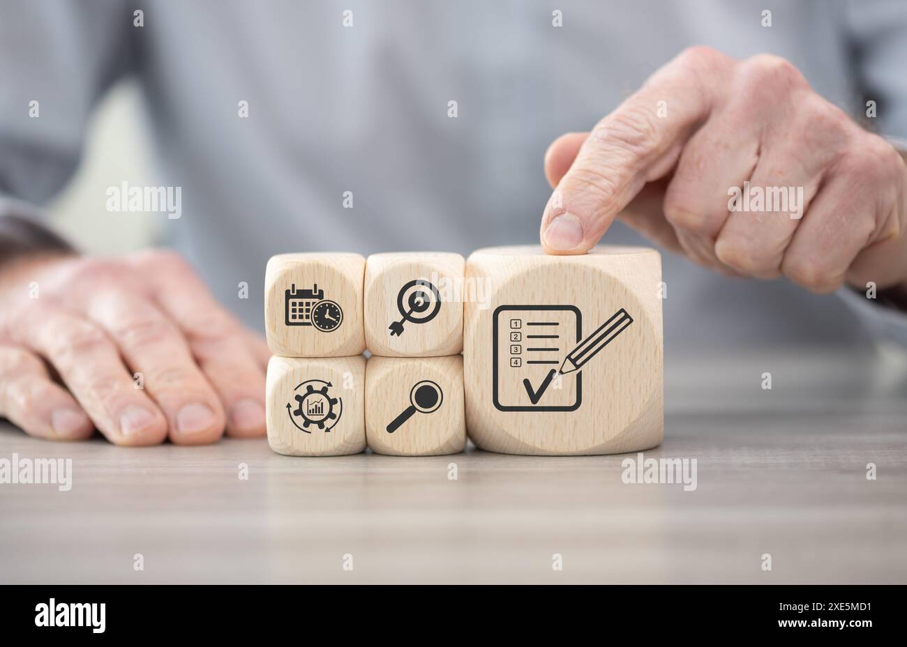 Wooden blocks with symbol of action plan concept Stock Photo - Alamy