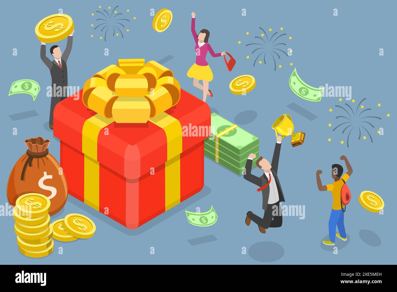 3D Isometric Flat Conceptual Illustration of Rewards and Bonuses ...