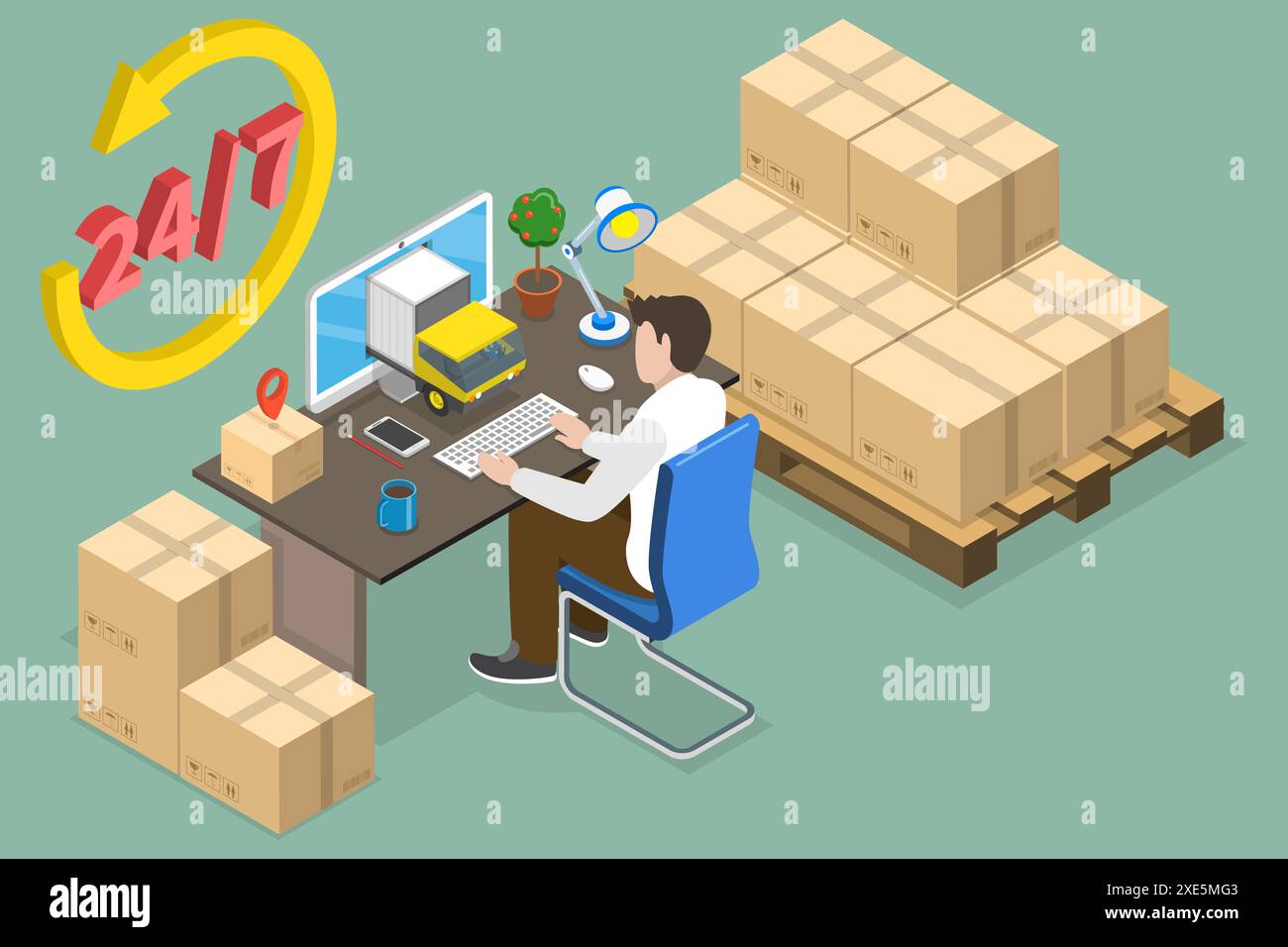 3D Isometric Flat Conceptual Illustration of Logistics Supplier, Global ...