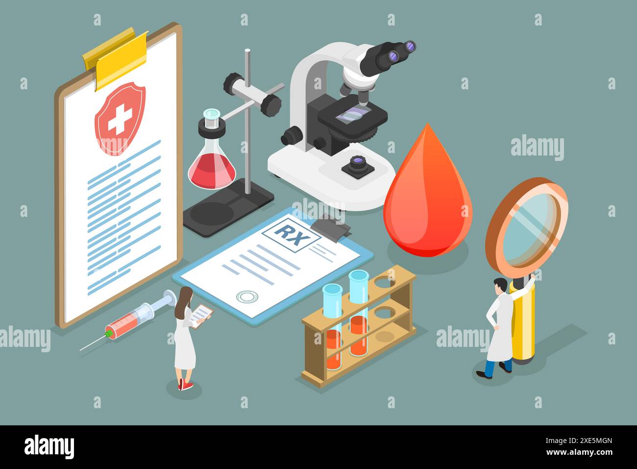 3D Isometric Flat Conceptual Illustration of Laboratory Tests, Chemical ...