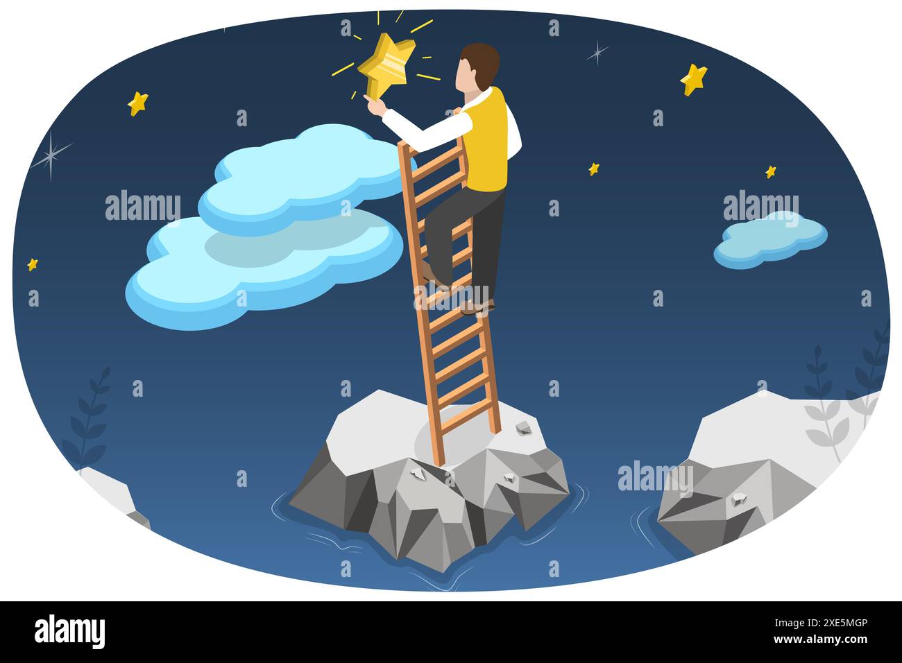 3D Isometric Flat Conceptual Illustration of Dream, Reaching Business ...