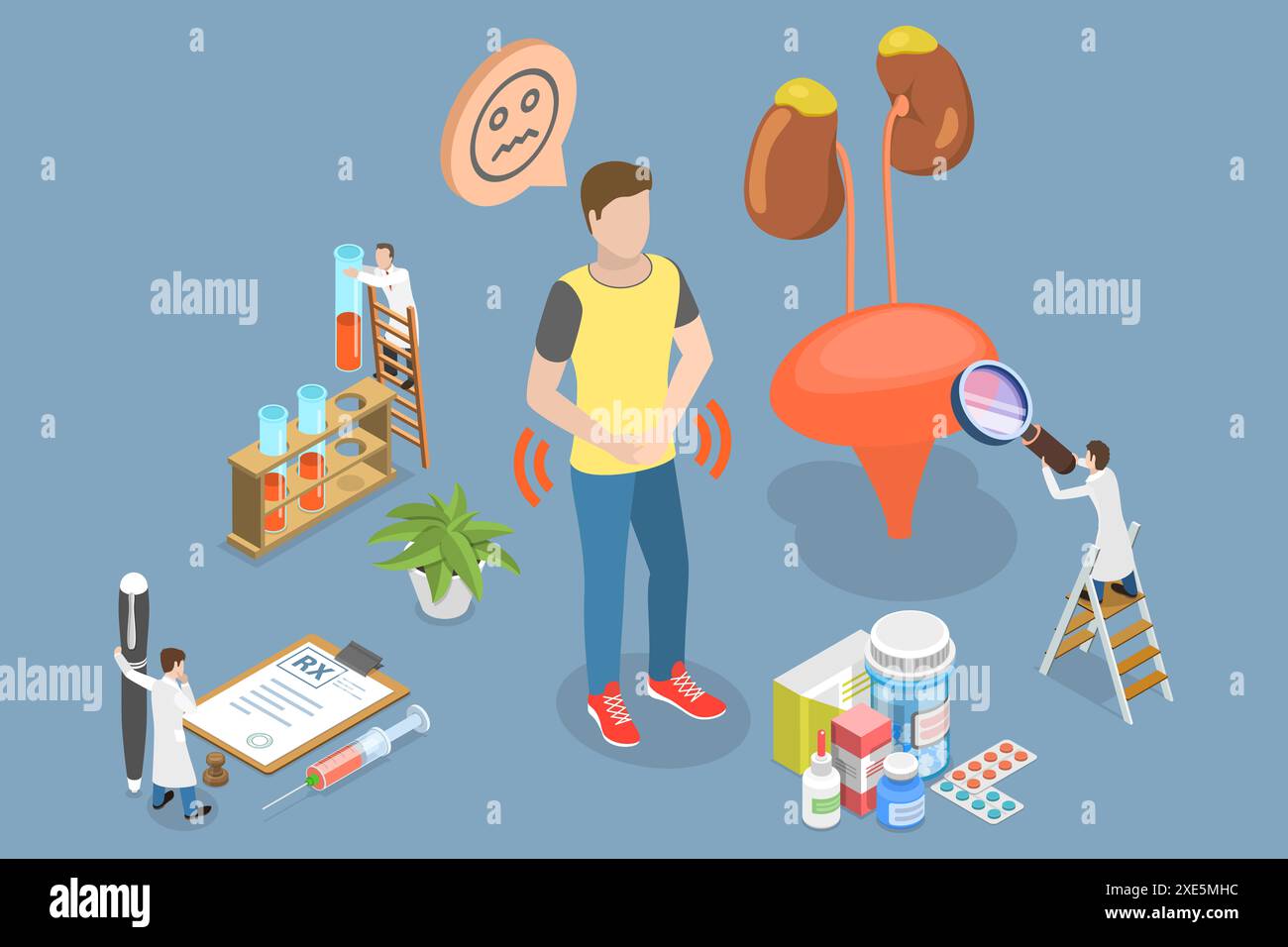 3D Isometric Flat Conceptual Illustration of Urinary Tract Infection ...