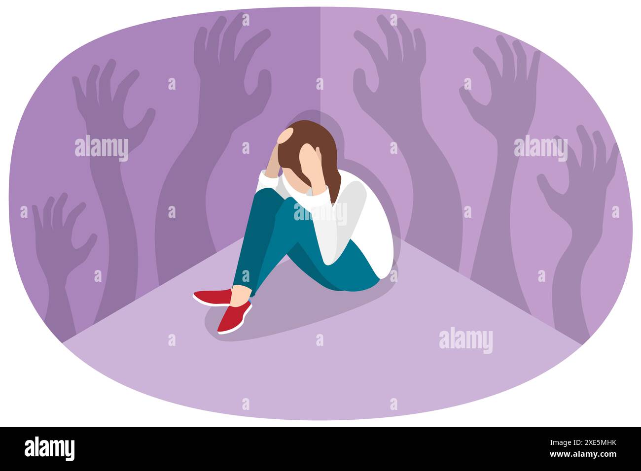 3D Isometric Flat Conceptual Illustration of Panic Disorder, Fear ...