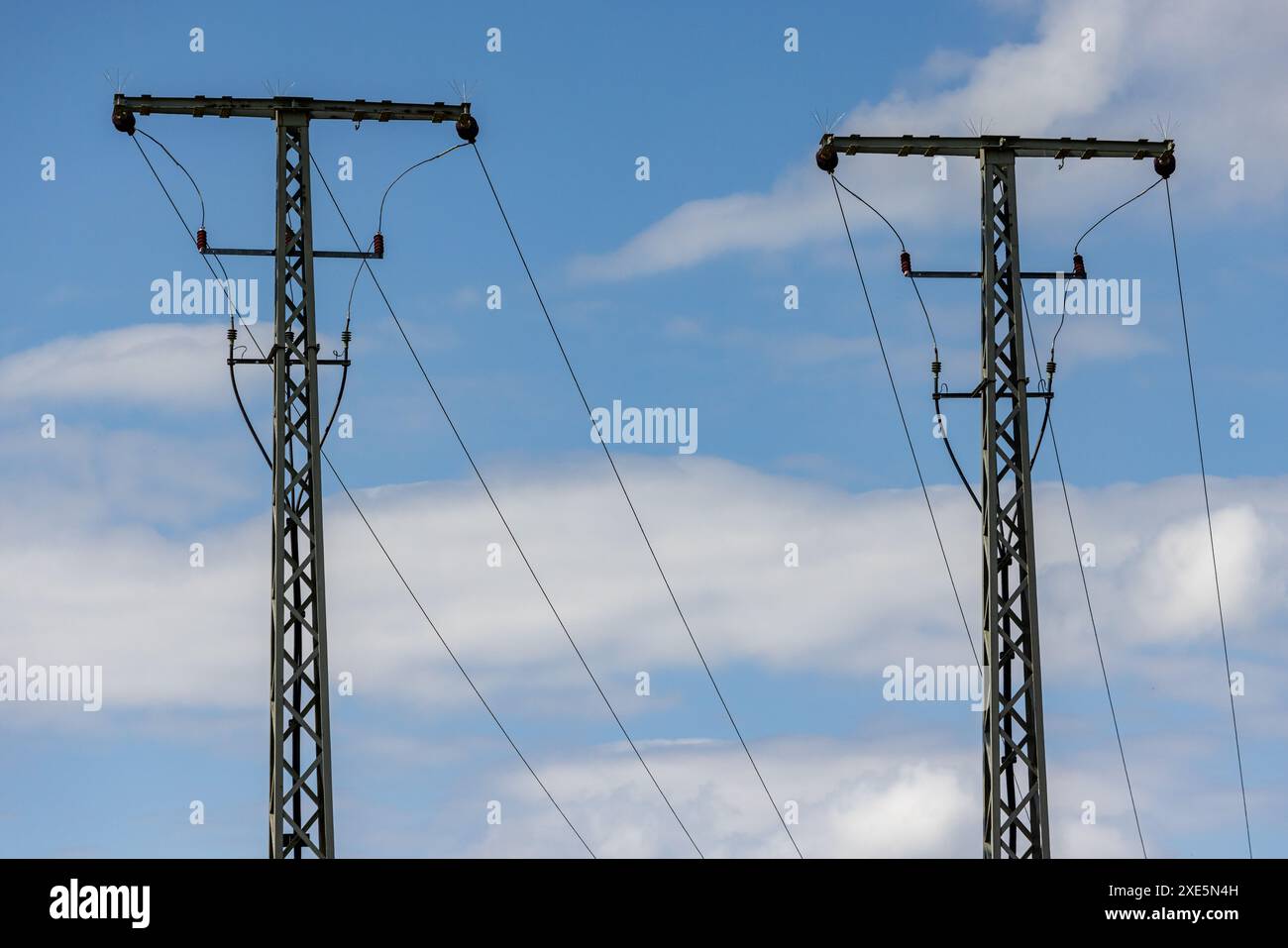 Power transmission High-voltage line Overhead line Stock Photo - Alamy