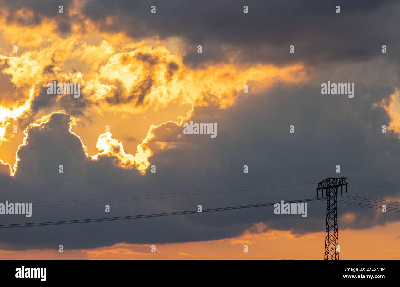 Power transmission High-voltage line Overhead line Stock Photo - Alamy