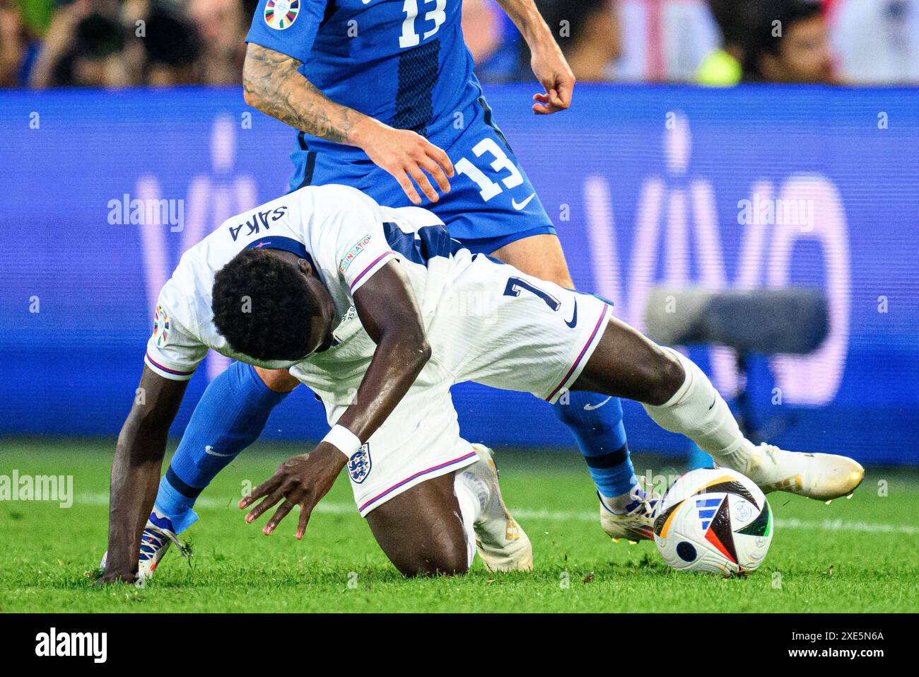 COLOGNE, GERMANY - 25 JUNE, 2024: Erik Janza, Bukayo Saka, The football ...