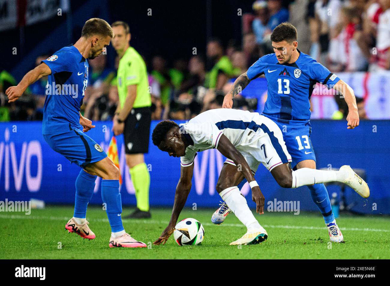 COLOGNE, GERMANY - 25 JUNE, 2024: Erik Janza, Bukayo Saka, The football ...