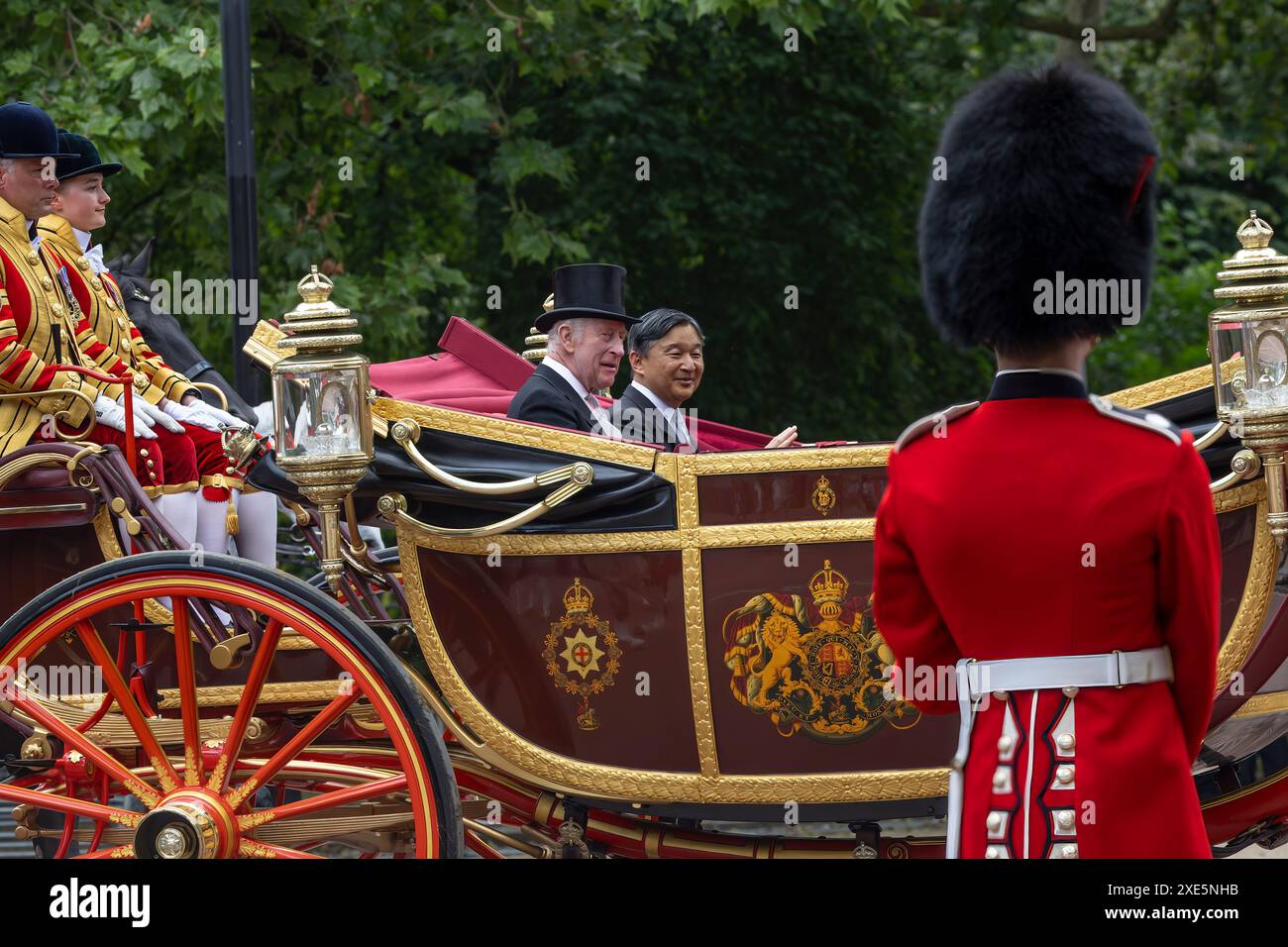 King Charles III and Emperor Naruhito of Japan in Carriage in The Mall ...