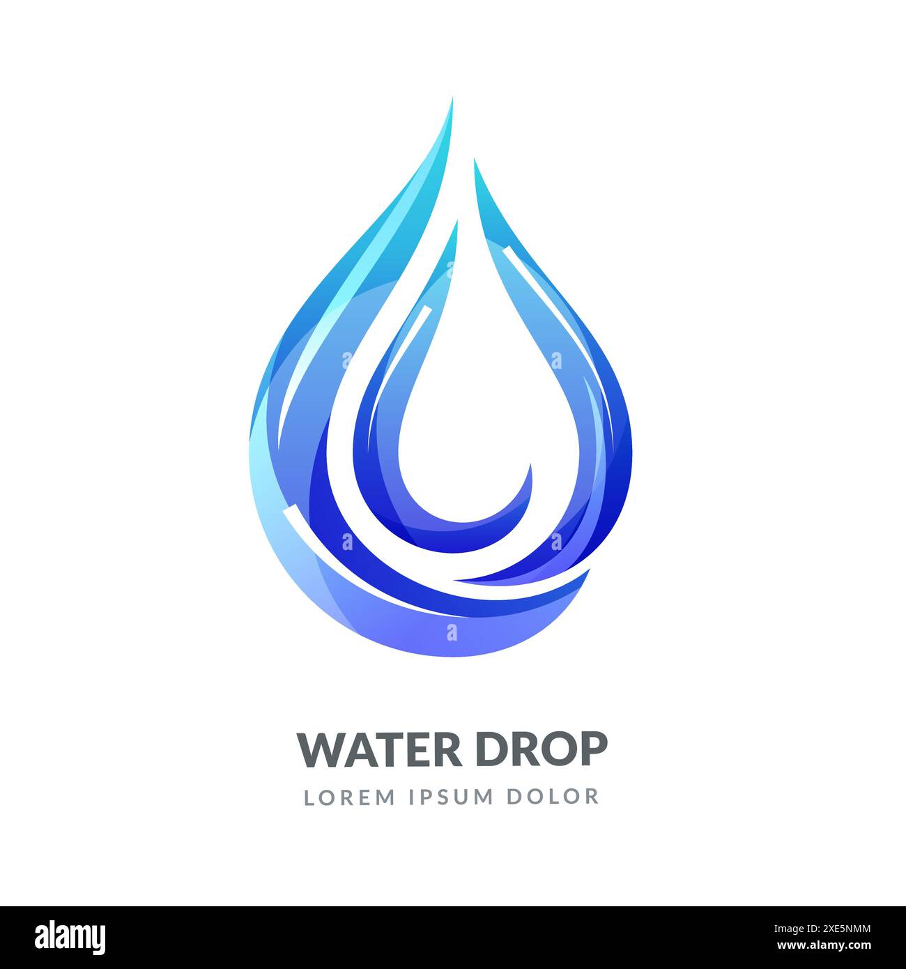 Water drop shape, blue gradient icon isolated on white background. Logo ...