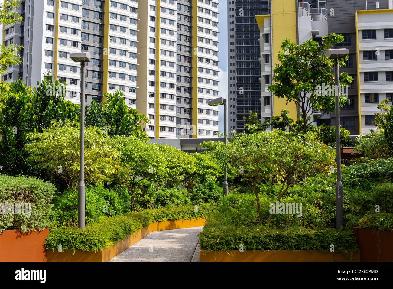 Green space such as plants and trees planted on top of a carpark ...