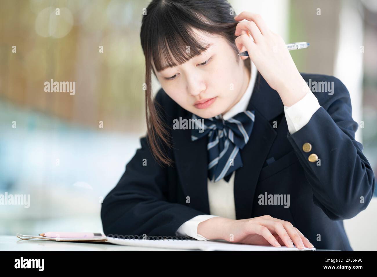 Schoolgirls in uniform studying Stock Photo - Alamy