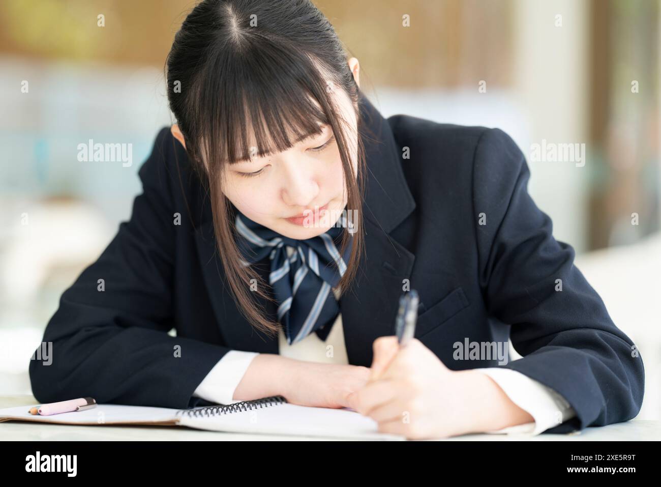 Schoolgirls in uniform studying Stock Photo - Alamy