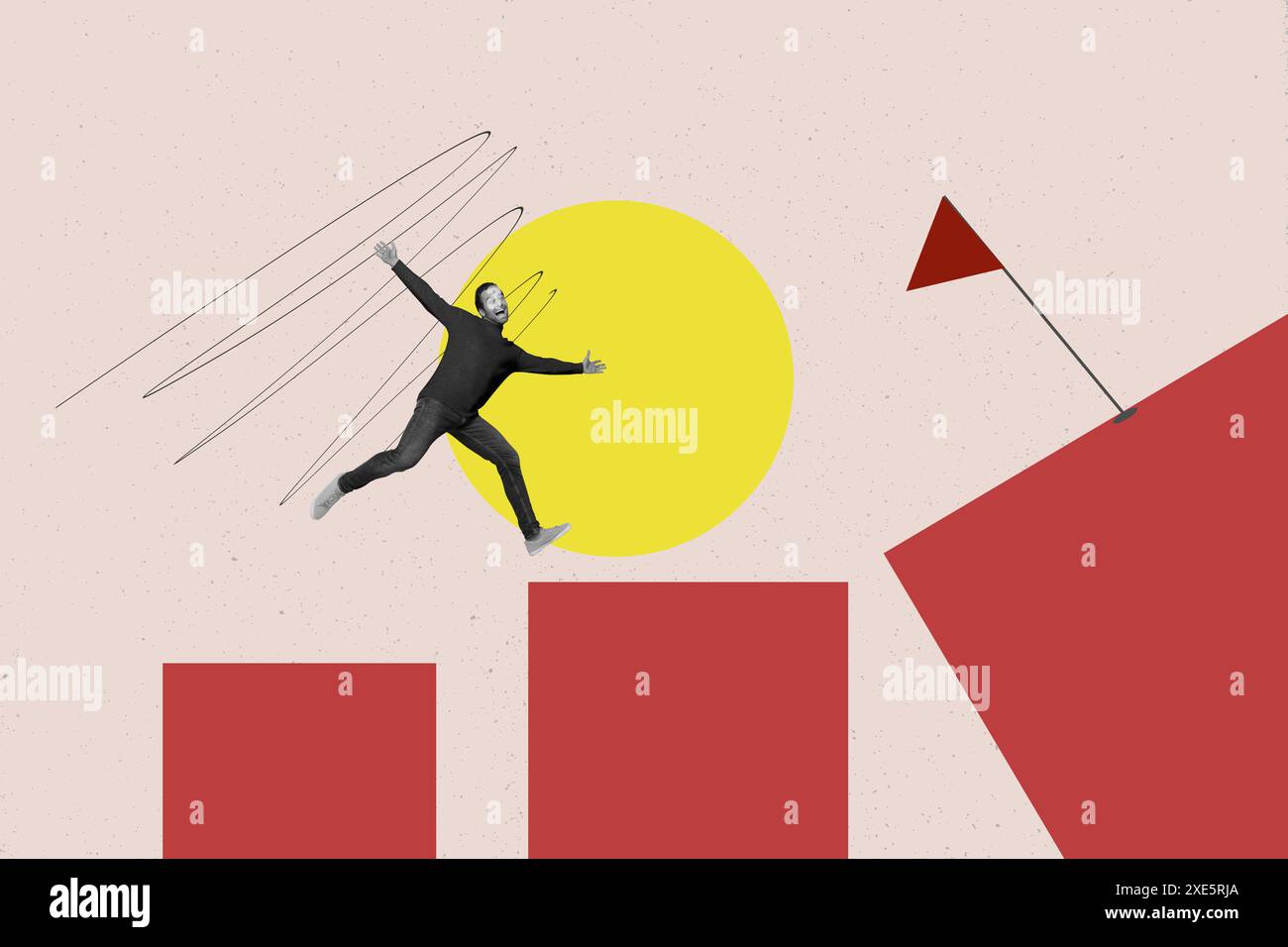 Composite trend artwork sketch collage of target aim flag miniature ...