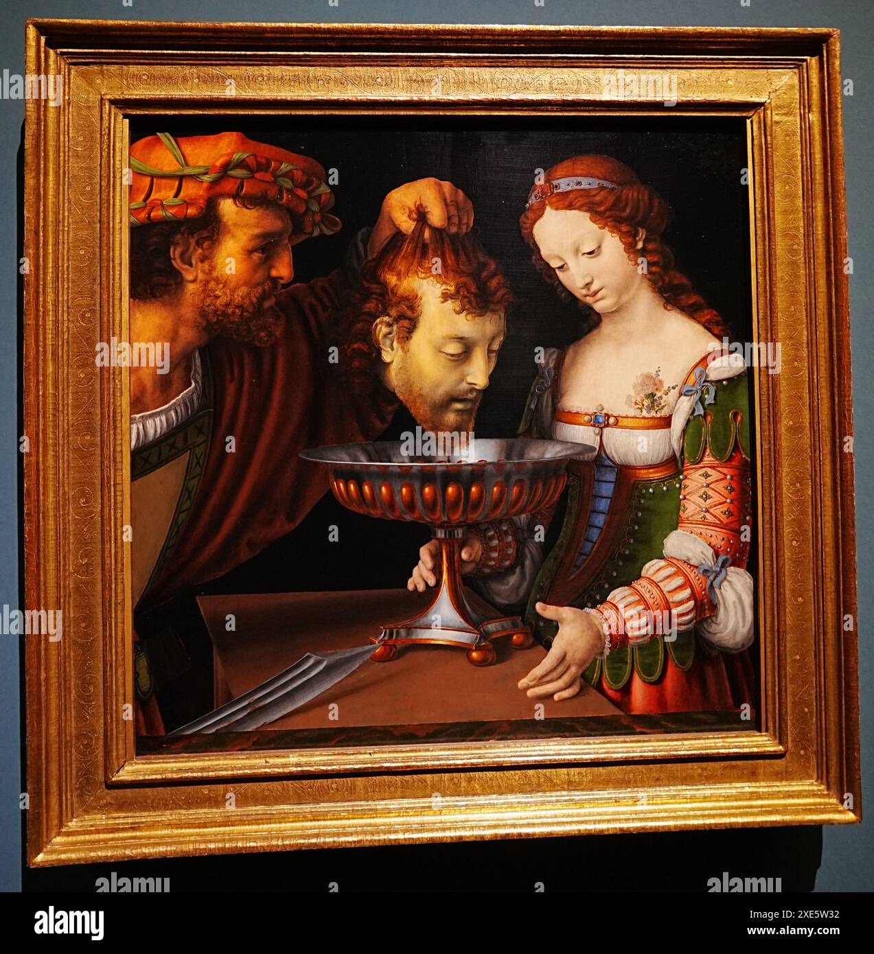 Salome receiving the head of John the Baptist, wood ca. 1520 Stock ...