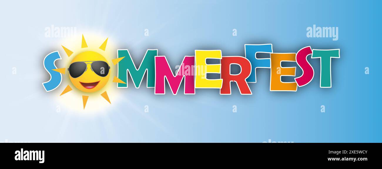Sommerfest Blue Sky Funny Sun German text Sommerfest, translate Summer ...