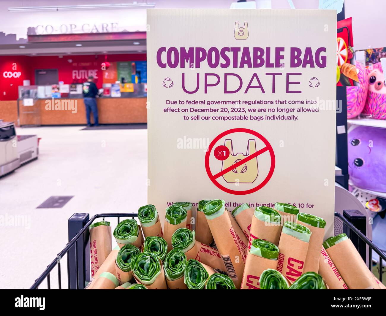 Calgary, Alberta, Canada. Feb 8, 2024. A horizontal sign at a COOP ...