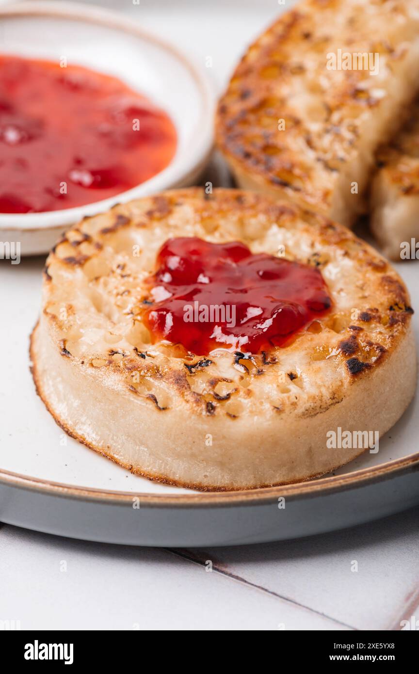 British popular breakfast - toasted crumpets Stock Photo - Alamy