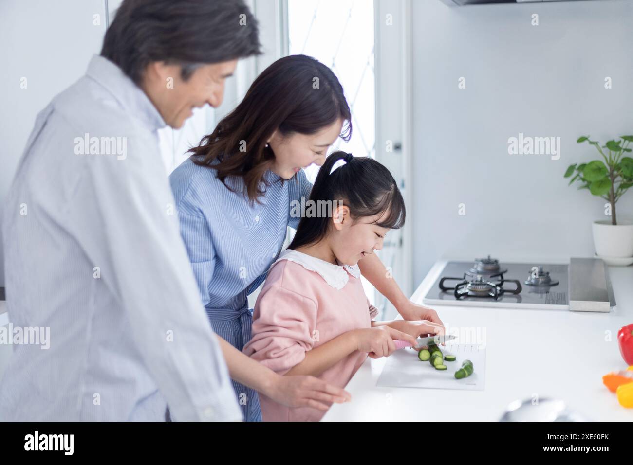 Girl cutting vegetables Stock Photo - Alamy
