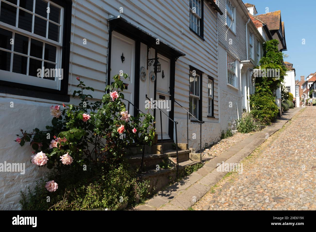 Mermaid Street in the historic city of Rye with traditional British ...