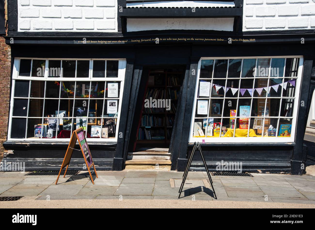Bookshop in a crooked leaning house on canterbury palace street in a ...
