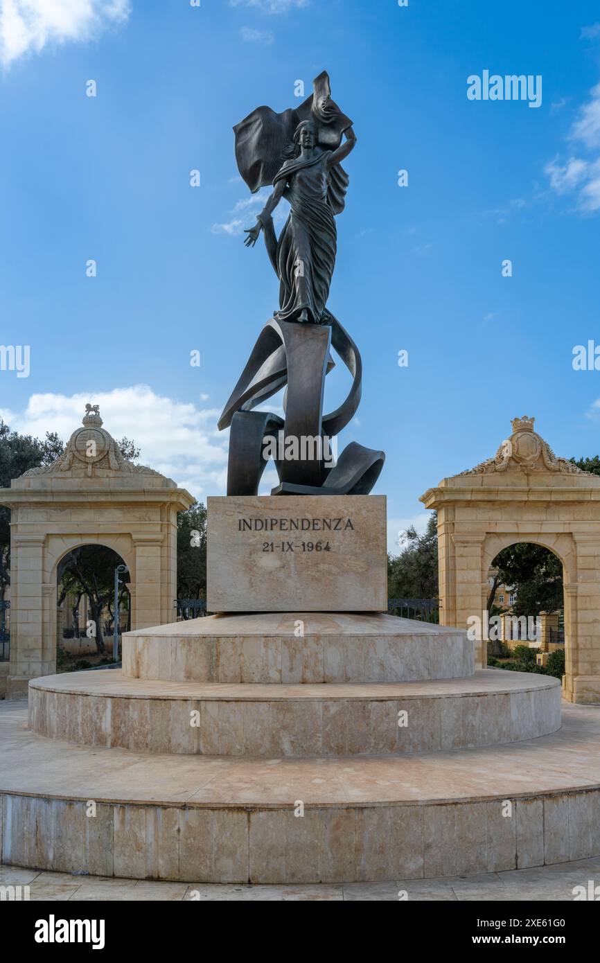 Vertical close-up view of the Statue of Independence of Malta in ...