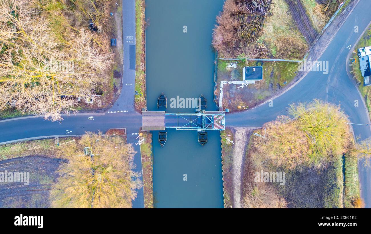 Convergence of Nature and Civilization: An Aerial View of a Canal Lock ...