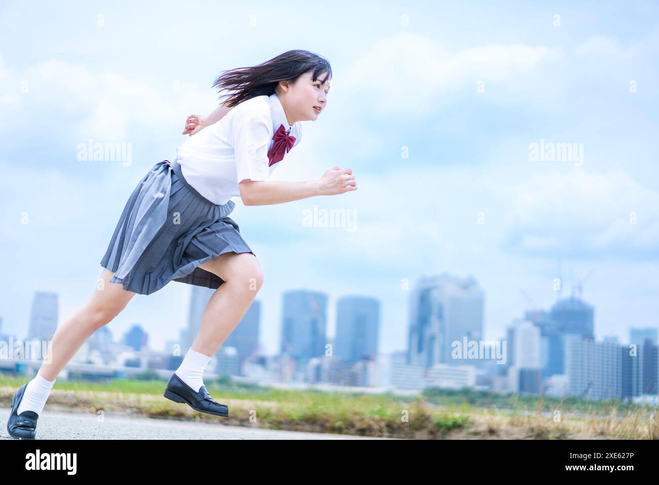 High school students running on riverbed Stock Photo - Alamy