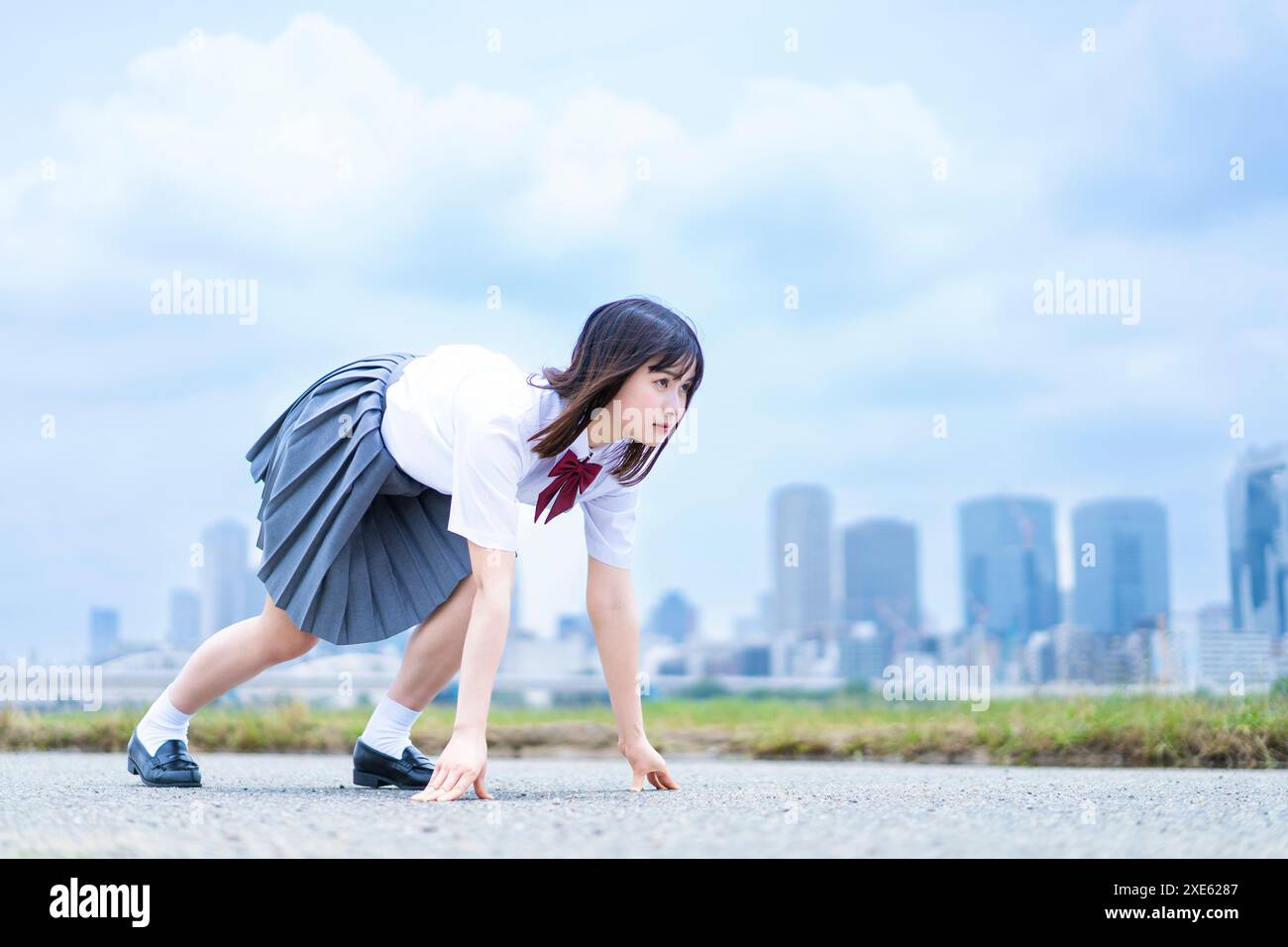 High school students running on riverbed Stock Photo - Alamy