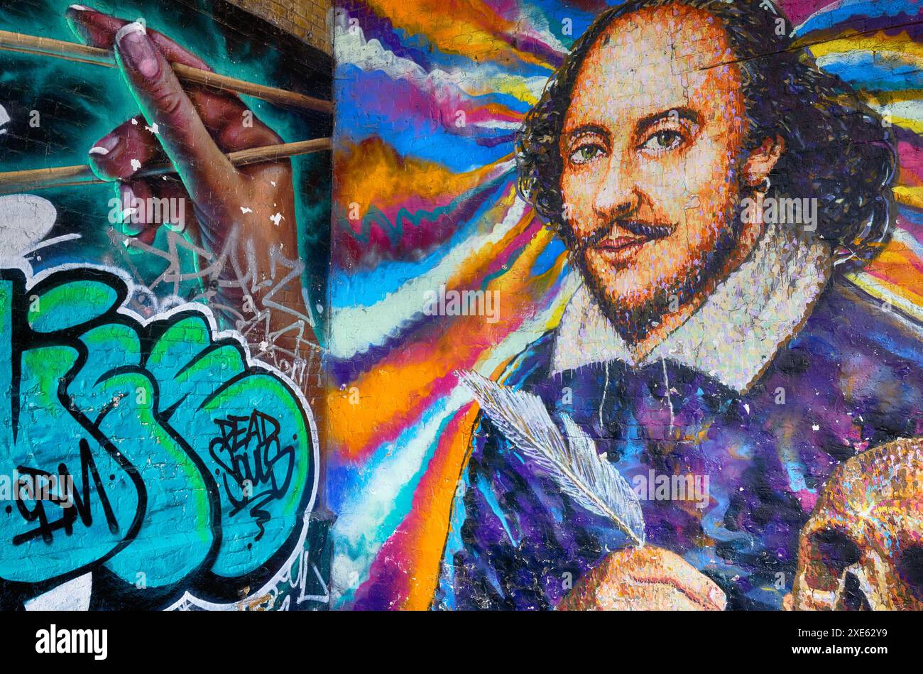 Street art with Shakespeare and chopsticks, marred by graffiti in Clink ...