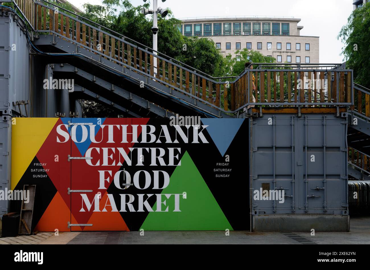 Logo on the storage unit for the Southbank Centre Food Market, London ...