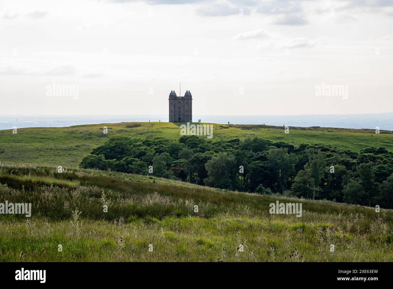 The Cage at Lyme Park in Cheshire, England. A stone tower in a ...