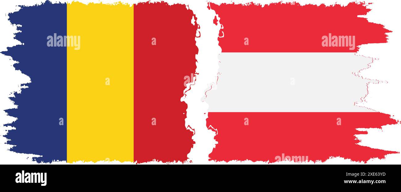 Austria and Romania grunge flags connection, vector Stock Vector Image ...